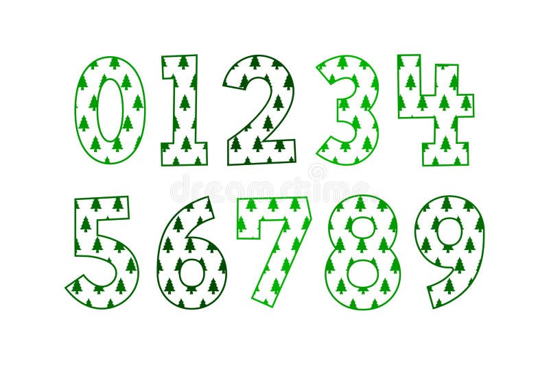 Versatile Collection of Christmas Tree Numbers for Various Uses Stock ...