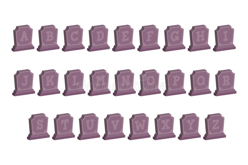 Versatile Collection of 3D Tombstone Alphabet Letters for Various Uses Stock Vector ...