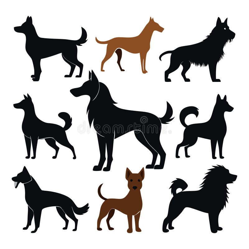 Dog Silhouettes Vector Illustration – Elegant and Versatile Canine ...