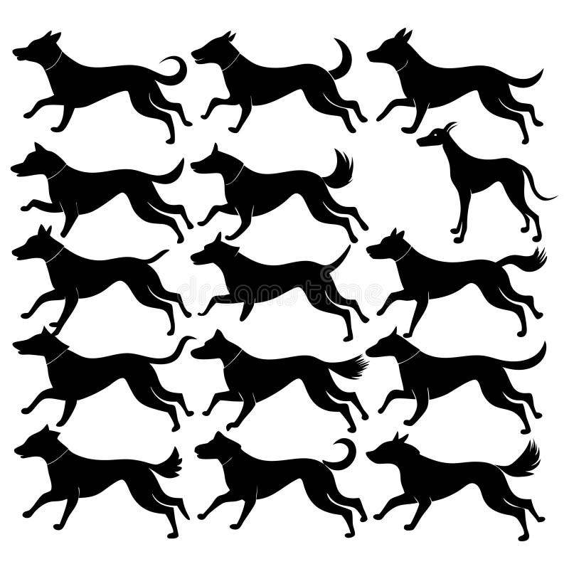 Dog Silhouettes Vector Illustration – Elegant and Versatile Canine ...