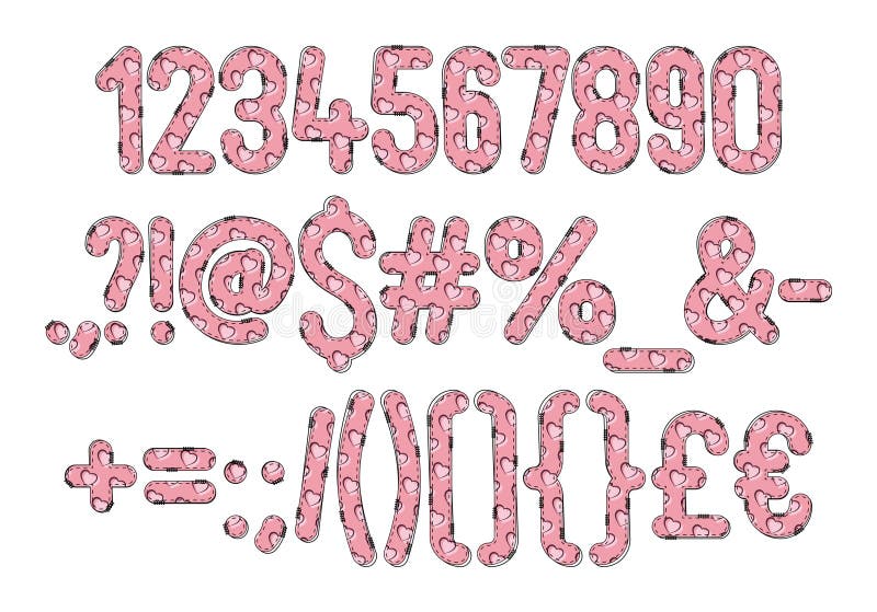 Versatile Collection of Pink Love Numbers and Punctuation for Various ...
