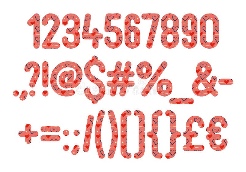 Versatile Collection of Red Romance Numbers and Punctuation for Various ...