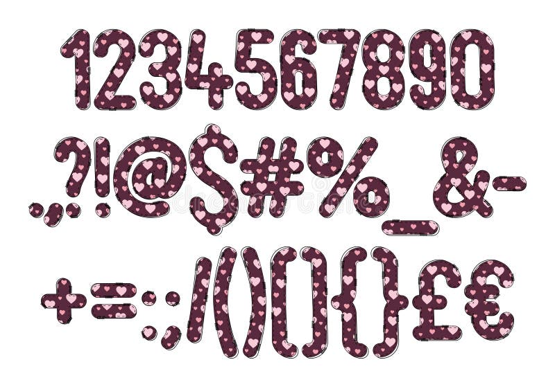 Versatile Collection of Romantic Numbers and Punctuation for Various ...