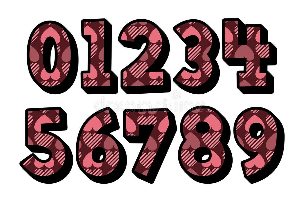 Versatile Collection of Romantic Numbers for Various Uses Stock Vector ...
