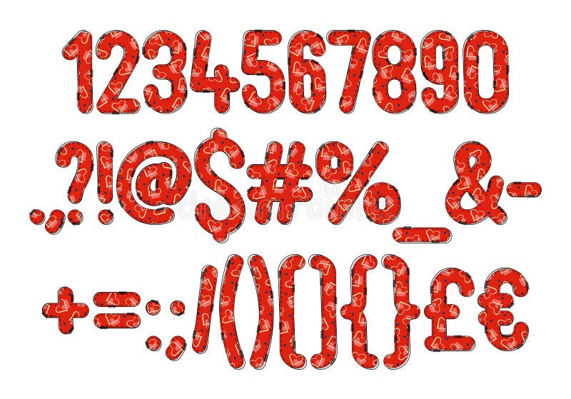Versatile Collection of Ruby Red Numbers and Punctuation for Various ...