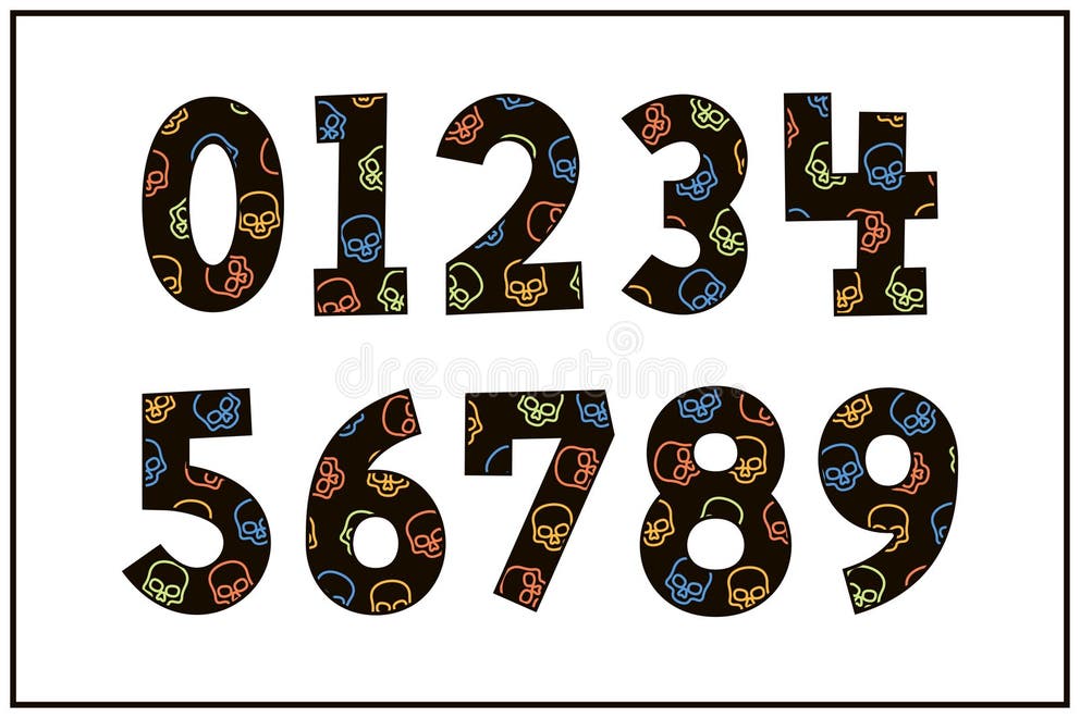 Versatile Collection of Skull Numbers for Various Uses Stock Vector ...