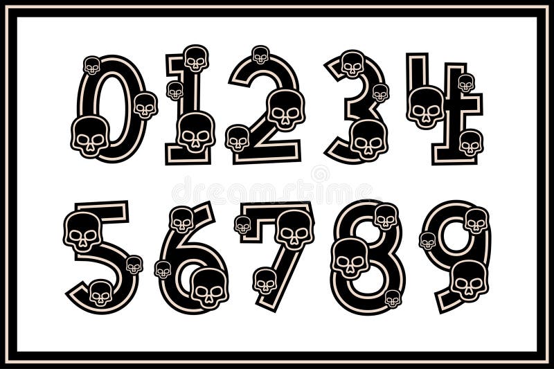 Versatile Collection of Skull Numbers for Various Uses Stock Vector ...