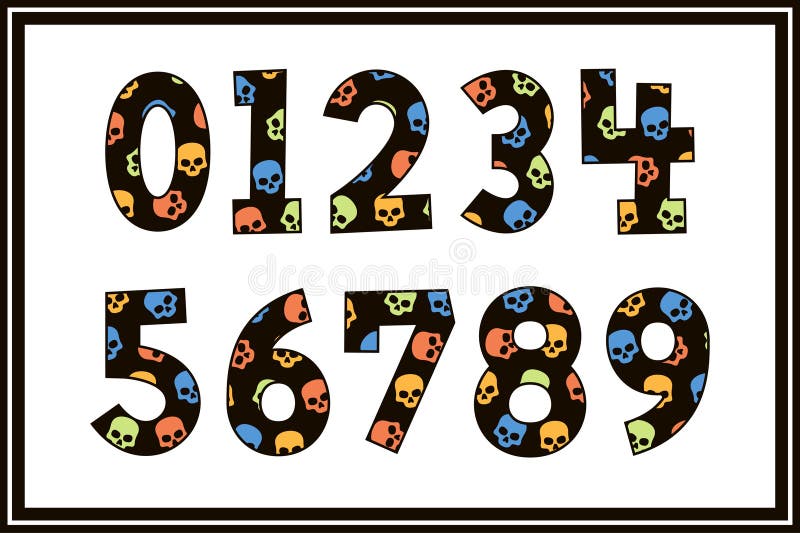 Versatile Collection of Skull Numbers for Various Uses Stock Vector ...