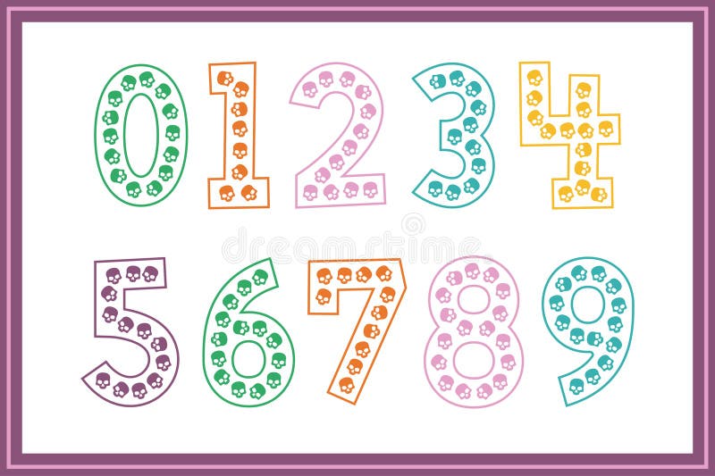 Versatile Collection of Skull Numbers for Various Uses Stock Vector ...