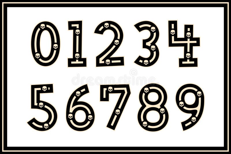 Versatile Collection of Skull Numbers for Various Uses Stock Vector ...