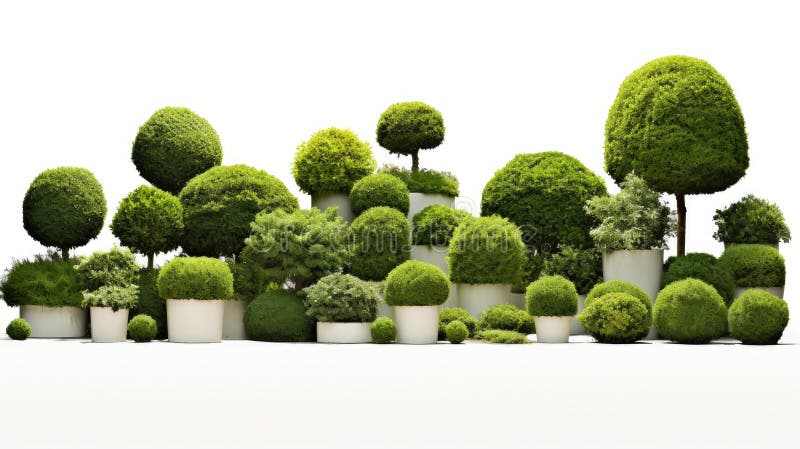 A Versatile Collection of Topiary Trees in Various Artistic Shapes ...