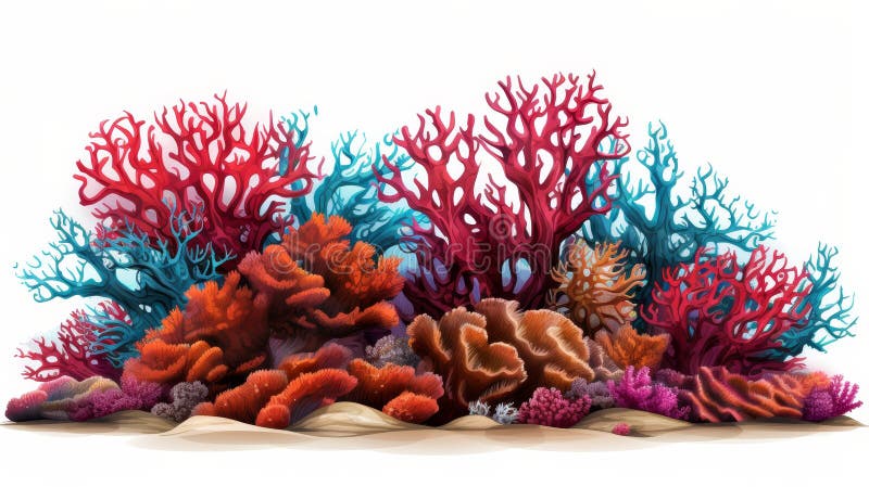 Versatile Coral Reef Border Design Isolated on White Background for ...
