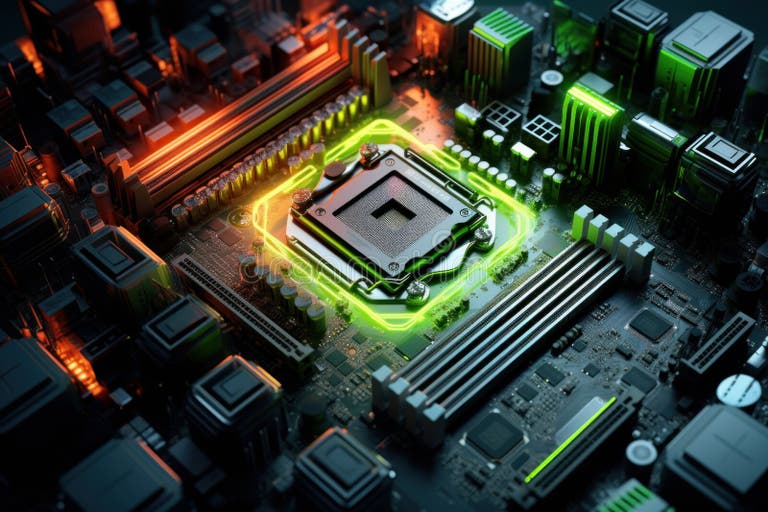 Versatile Cpu Modern Motherboard. Generate Ai Stock Illustration ...