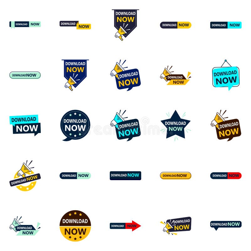 25 Versatile Download Now Signage Templates Stock Vector - Illustration ...