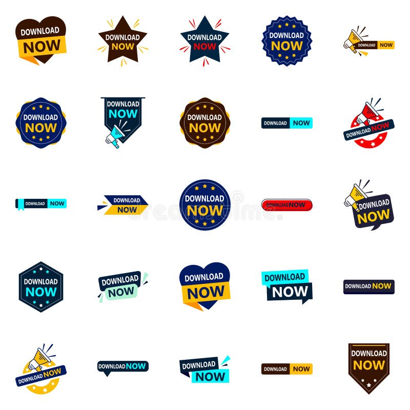 25 Versatile Download Now Signage Templates Stock Vector - Illustration ...