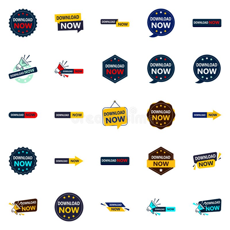 25 Versatile Download Now Signage Templates Stock Vector - Illustration ...