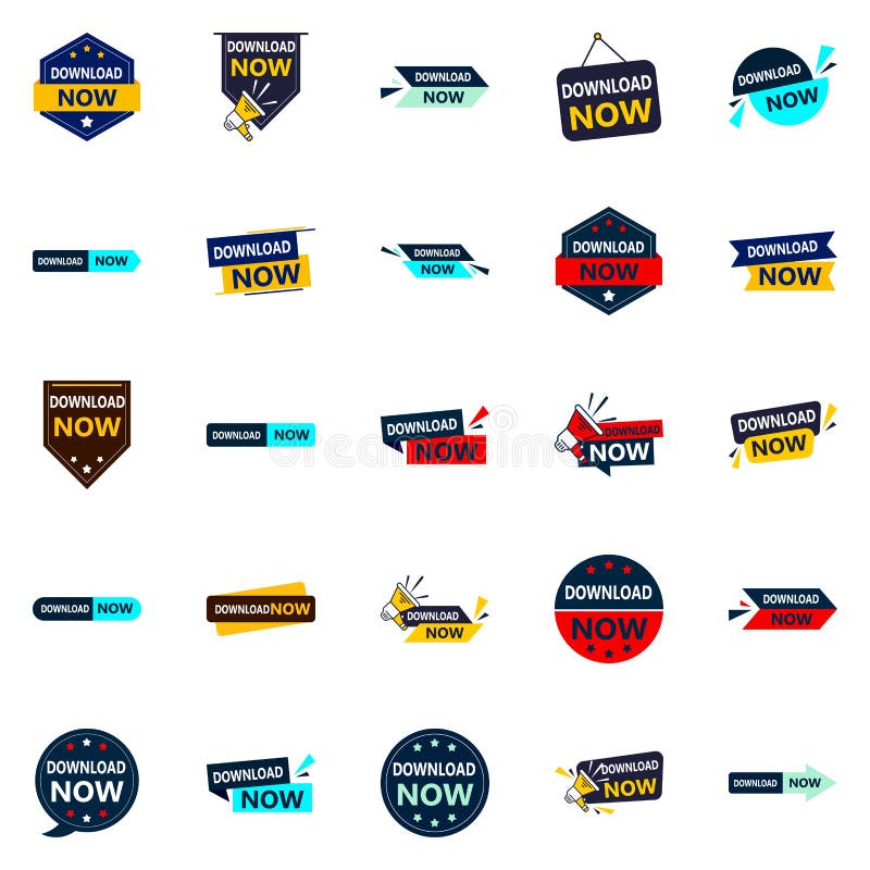 25 Versatile Download Now Signage Templates Stock Vector - Illustration ...
