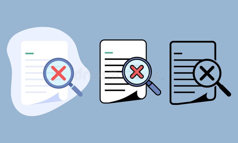 Versatile Flat Design Icons for Document Checking, Search, and Error ...