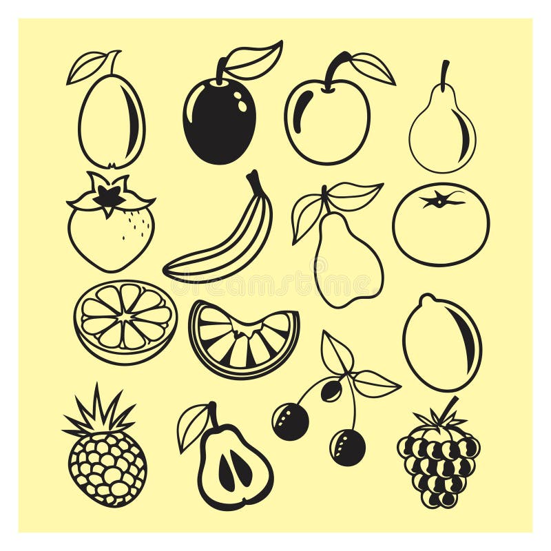Versatile Fruit Icons Silhouette Stock Illustration - Illustration of ...