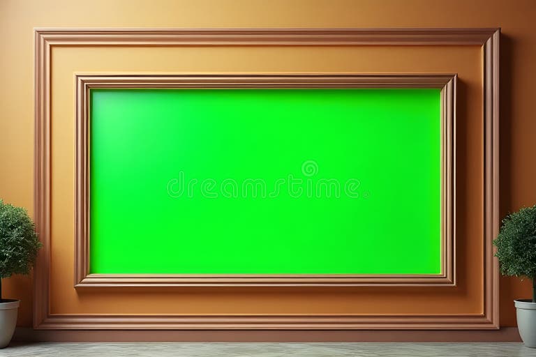 Versatile Green Screen Display Mockup Empty Studio Backdrop with Wooden ...