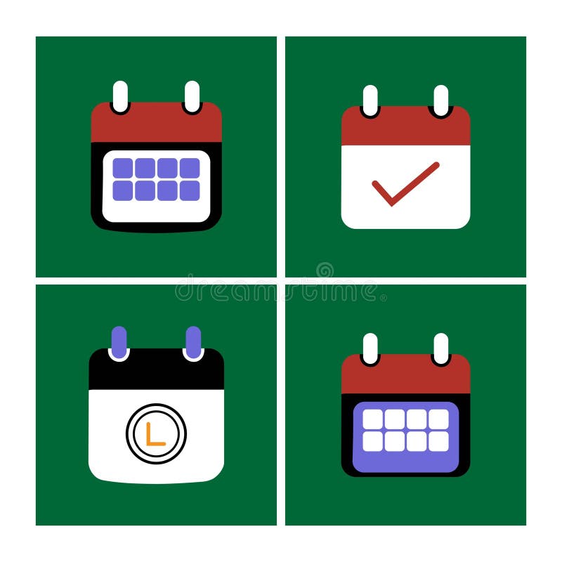 Daily Planner and Calendar Icon Pack Stock Illustration - Illustration ...
