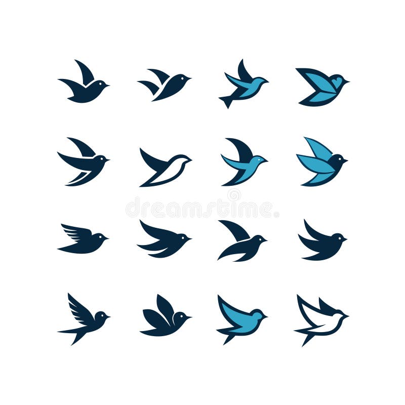 Distinct Minimalist Bird Icons Illustrating Flight Movements Stock ...