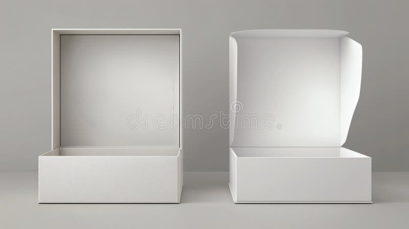 Open Empty White Box Mockup Stock Illustration - Illustration of ...