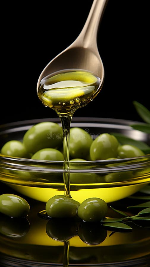 Versatile Olive Oil Gracefully Fills a Spoon, Showcasing Its Diverse ...