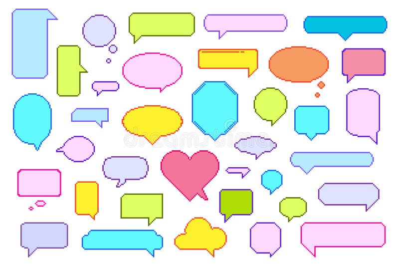 Versatile Pixel Speech Bubble Set with Vibrant and Retro-inspired ...