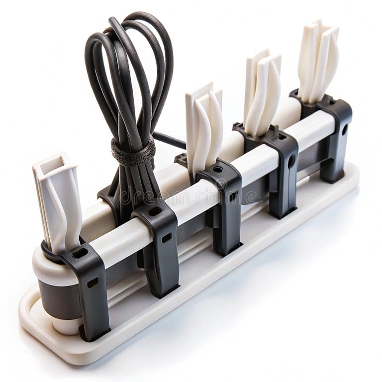 Plastic Cable Organizer with Adjustable Clips Stock Illustration ...