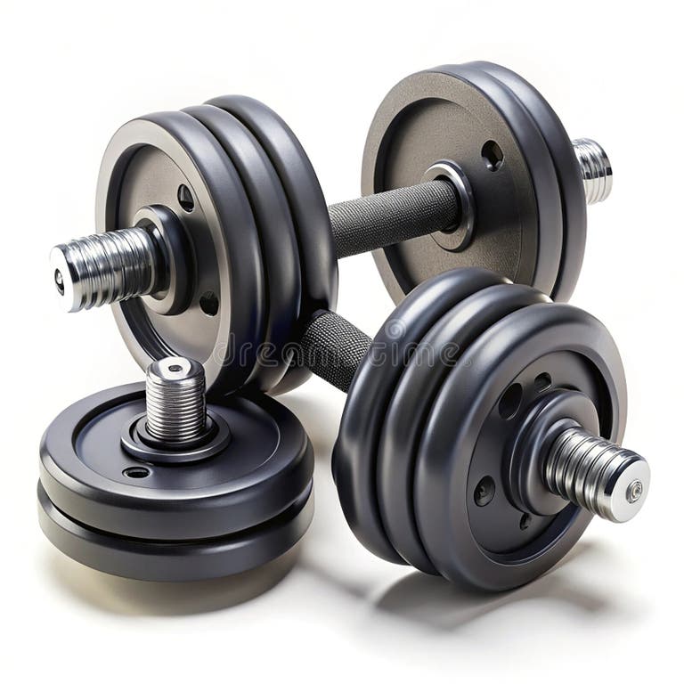 Plastic Dumbbell Set with an Adjustable Weight System Stock ...