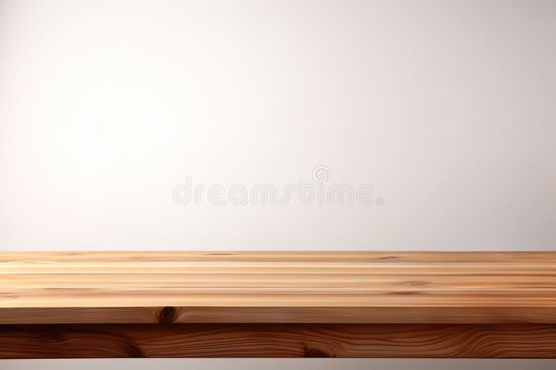 Versatile Product Showcase Empty Wooden Table on White Wall Background ...