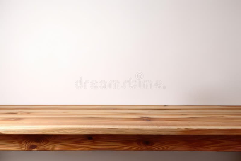 Versatile Product Showcase Empty Wooden Table on White Wall Background ...