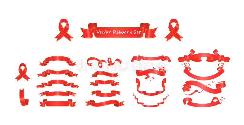 Versatile Red Vector Ribbons Set - Ideal for Labels, Campaigns ...