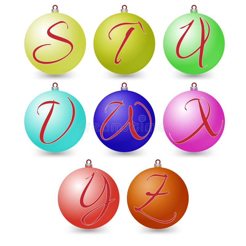 Versatile Set of Alphabet Symbols on Christmas Balls. Stock Vector ...