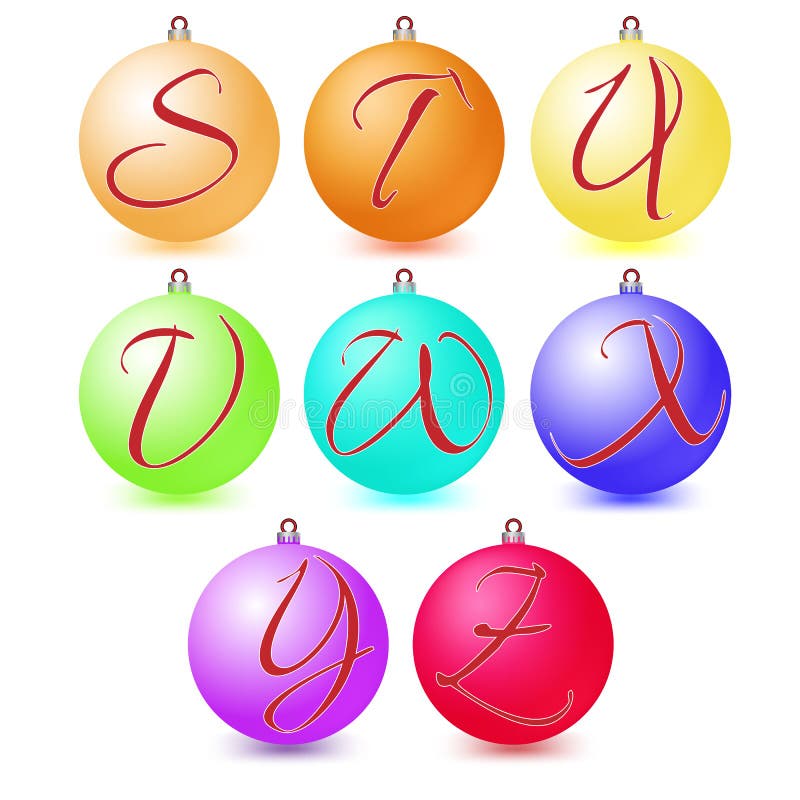 Versatile Set of Alphabet Symbols on Christmas Balls. Stock Vector ...