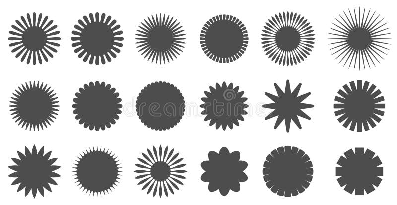 Monochrome Burst Shape Collection Stock Vector - Illustration of grey ...