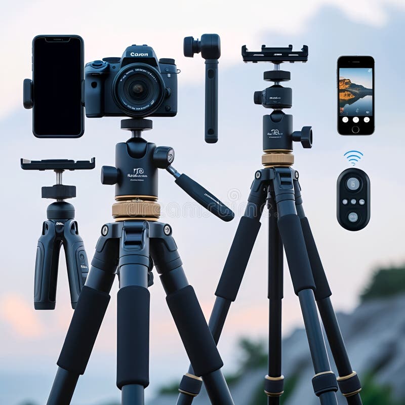 Versatile Tripod Setup for Photography and Videography Stock Image ...