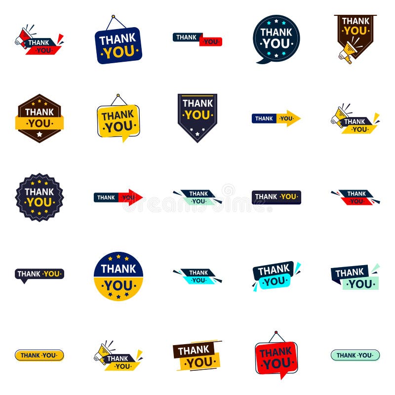 25 Versatile Vector Icons for Thank You Notes Stock Vector ...