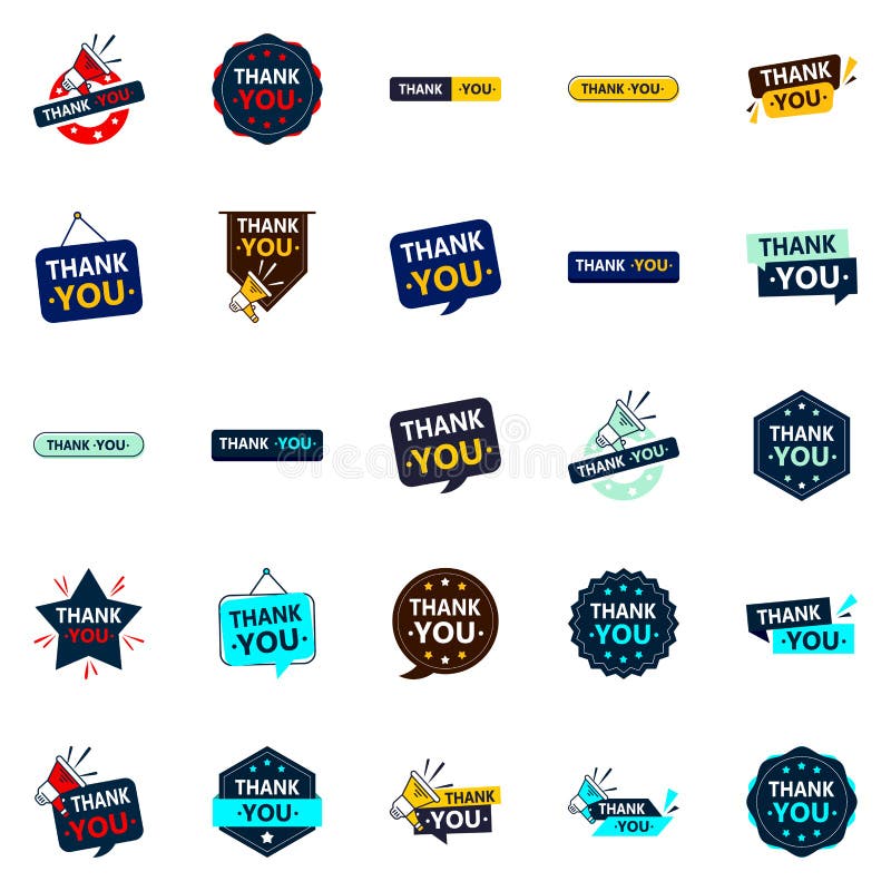 25 Versatile Vector Icons for Thank You Notes Stock Vector ...