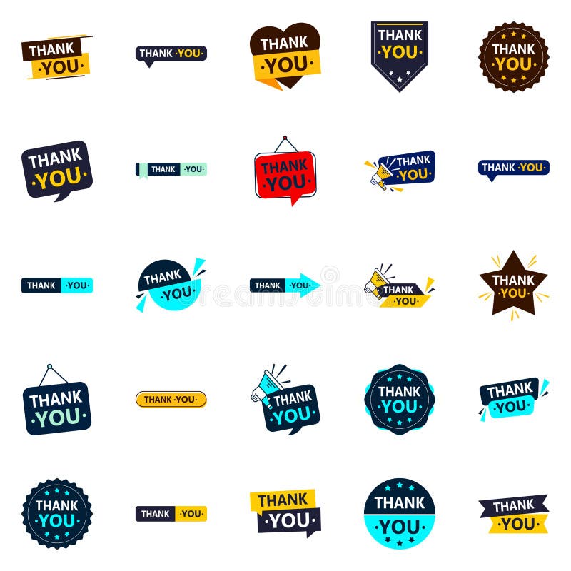 25 Versatile Vector Icons for Thank You Notes Stock Vector ...