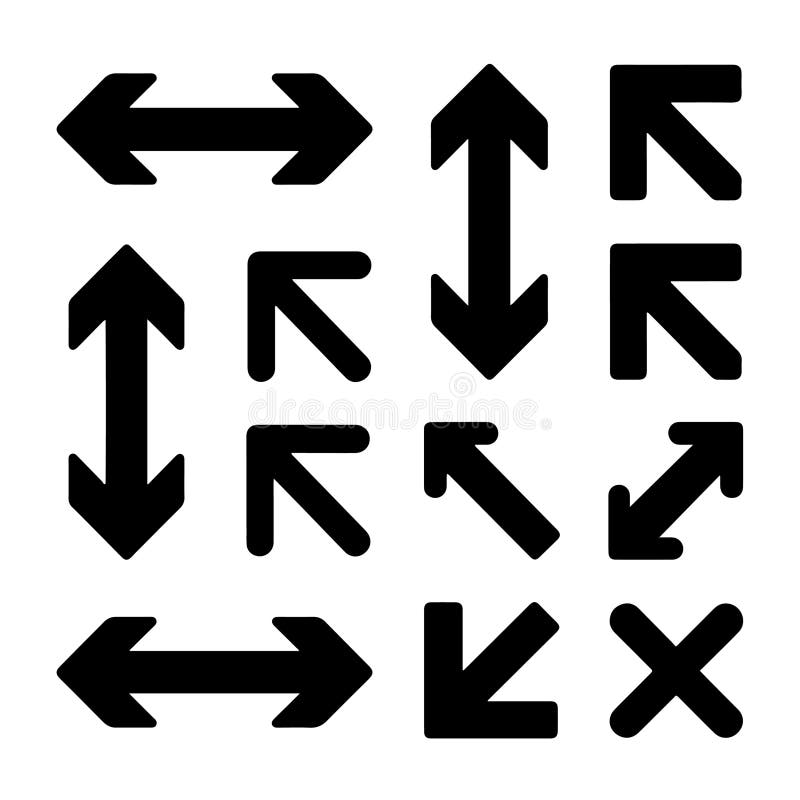 Vector Illustration of Diverse Arrow Icons in Various Styles Stock ...