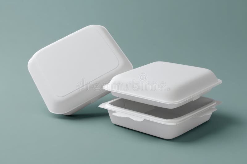 Versatile White Takeout Containers Stacked on a Soft Green Background ...