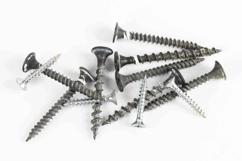 Verscheidene Gebruikte Schroeven Van Verschillend Type Op Witte ...