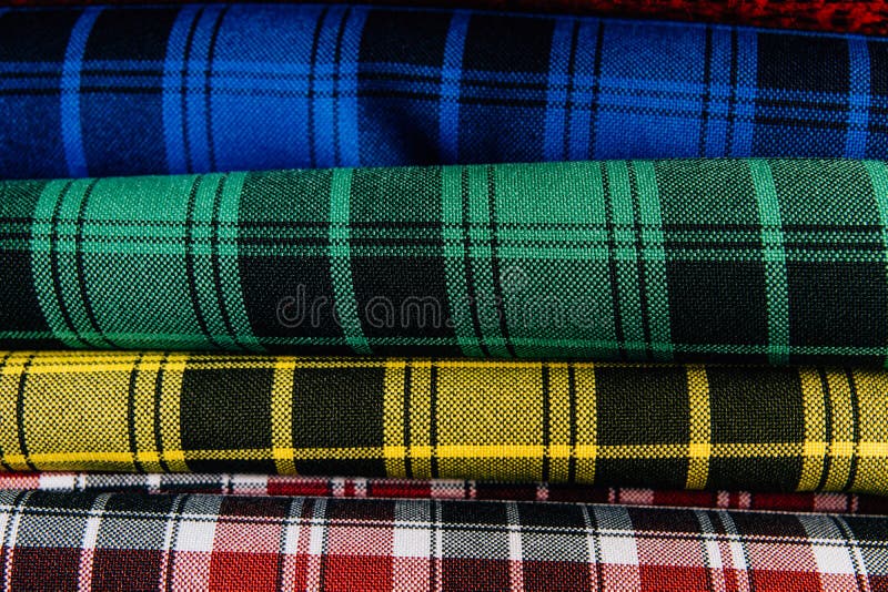 Verschiedene Arten Von Geweben Werden in Folge Gestapelt Stockbild ...