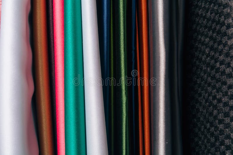 Verschiedene Arten Von Geweben Werden in Folge Gestapelt Stockbild ...