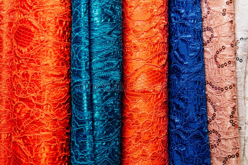 Verschiedene Arten Von Geweben Werden in Folge Gestapelt Stockbild ...