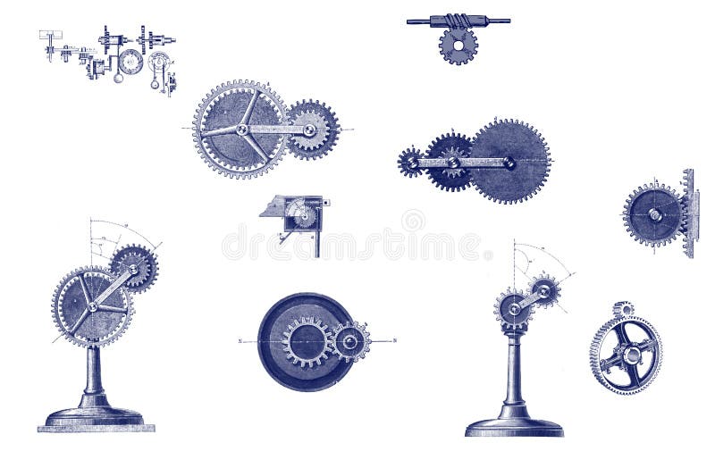 Zeichnungen Von Mechanischen Teilen Vektor Abbildung - Illustration von ...