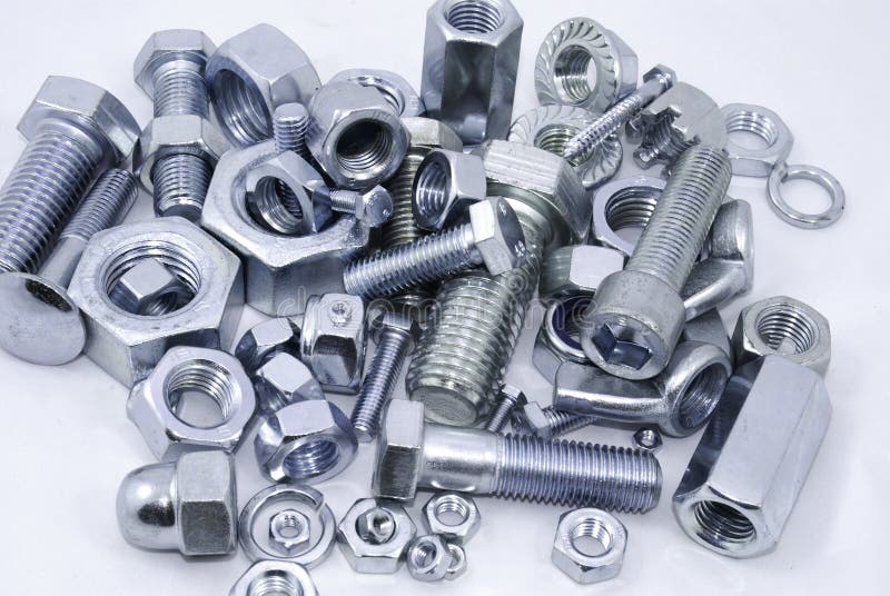 Schrauben und Muttern stockbild. Bild von metall, eisen - 6043509