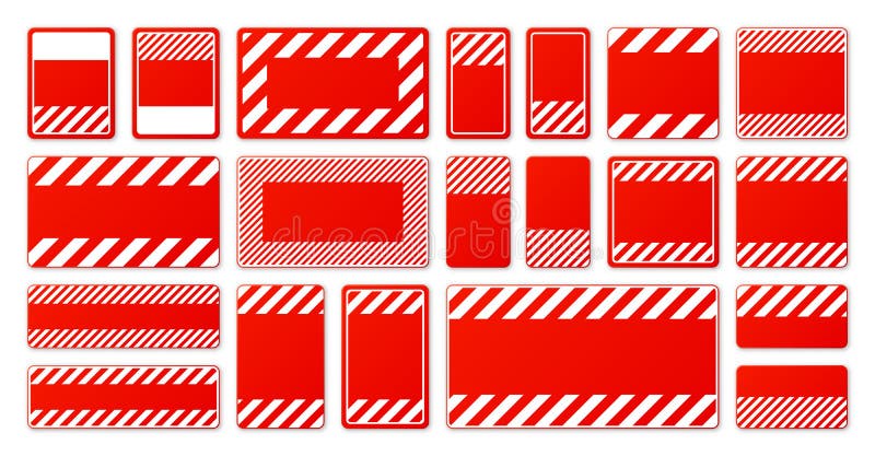 Verschiedene Rote Warnschilder Mit Diagonaler Richtung. Warnzeichen ...